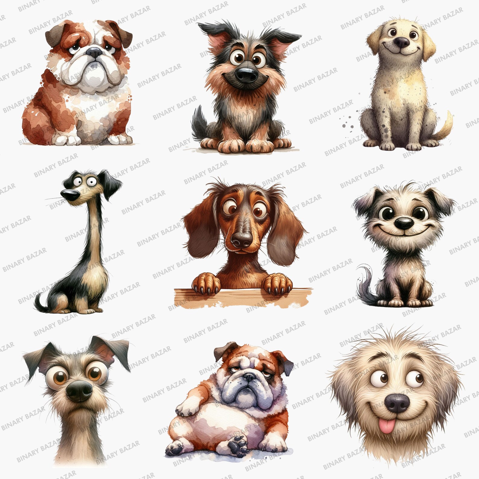 250 Funny & Cute Birds and Animals Clipart PNG Bundle Watercolor Birds ...