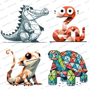 19 Low Poly Geometric Animals Clipart PNG Bundle - Cute Animals Clip ...