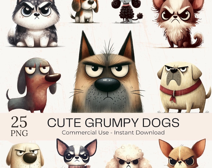 Crazy Dog Clipart PNG Bundle 15 High Quality Jpg,funny Grumpy Dogs ...