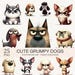 Grumpy Dogs PNG Clipart Bundle: Funny Canine Art (digital Download Set ...