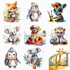 100 Watercolor Cute Baby Animals Clipart PNG Bundle- Safari Woodland ...