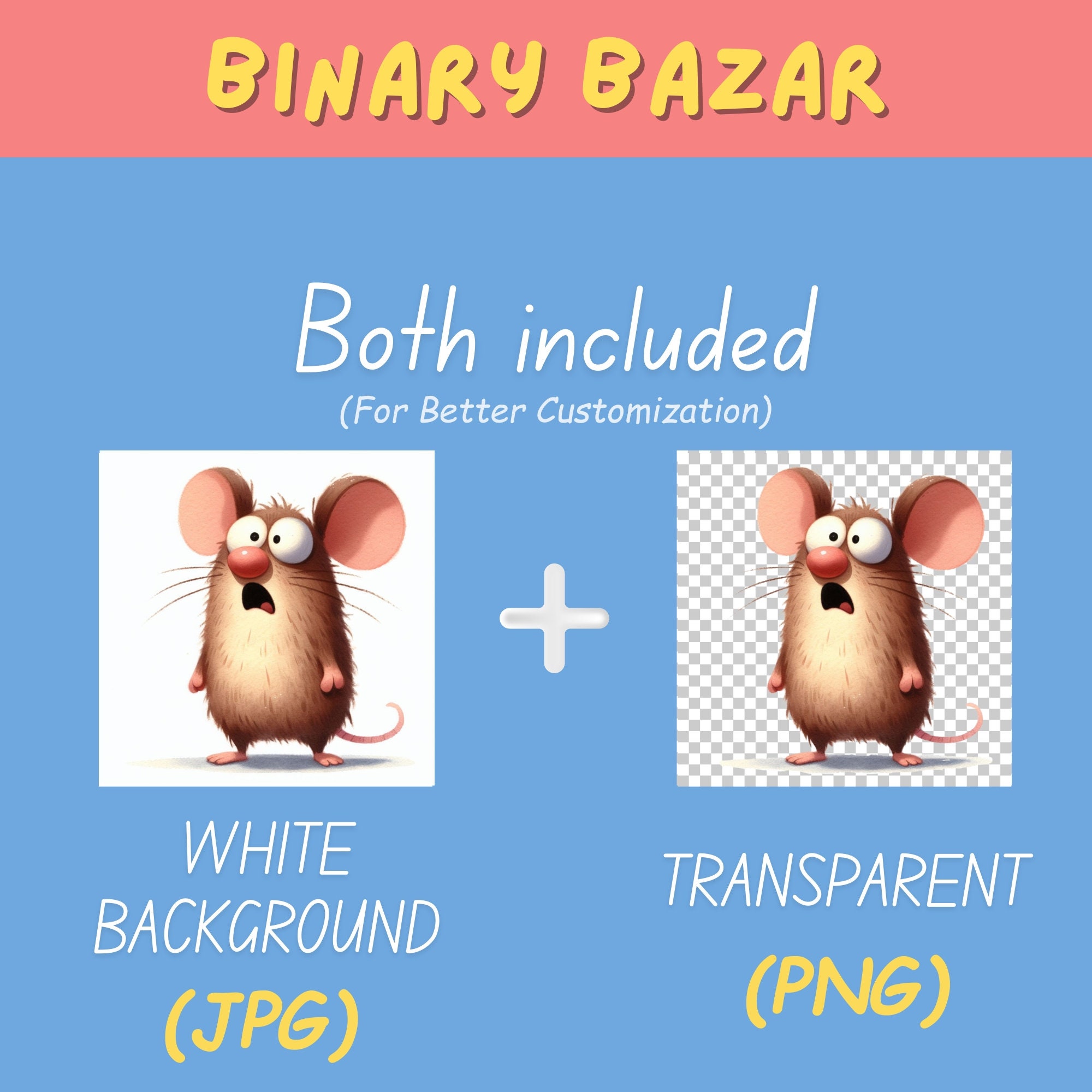 Cute and Funny Mouse Rat Clipart PNG & JPG Bundle 22 Watercolor ...
