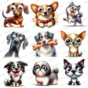 Funny and Cute Dog Clipart PNG Mega Bundle 180 Watercolor Dog Clip Art ...