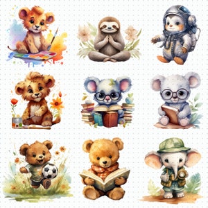 100 Watercolor Cute Baby Animals Clipart PNG Bundle- Safari Woodland ...