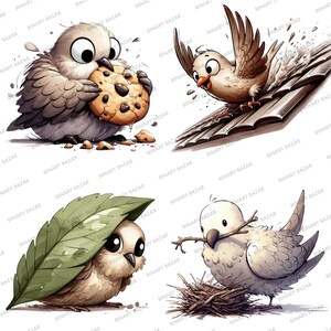 32 Funny Cute Mourning Dove Clipart PNG Bundle - Watercolor Bird Clip ...