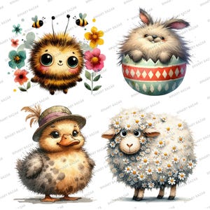 40 Spring Animals Clipart Cute Garden Animals PNG Bundle - Watercolor ...