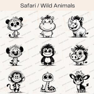 160+ Animal Doodles Clipart Bundle — Black & White Drawing Outline Line ...