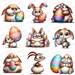Funny Easter Bunny Clipart PNG Bundle - 45 Watercolor Quirky Rabbit ...