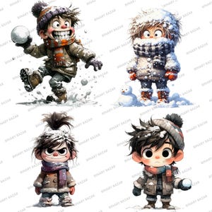 37 Winter Children Clipart PNG Bundle for Commercial Use Winter Season ...
