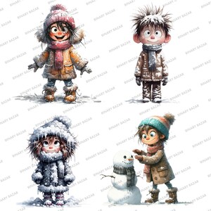 37 Winter Children Clipart PNG Bundle for Commercial Use Winter Season ...