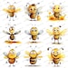 Funny and Cute Cartoon Honey Bee Clipart PNG Bundle 20 Watercolor Bee ...