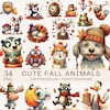 Cute Fall Fox PNG. Fox Clip Art. Woodland Fox Clipart. Fall Watercolor ...