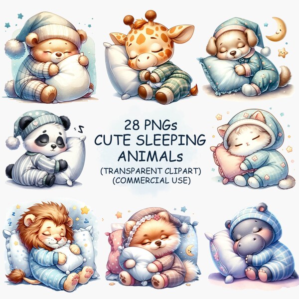 Sleeping Animals Clipart - Etsy