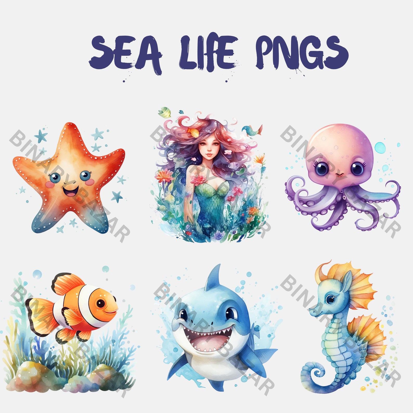 Cute Jungle and Sea Life Clipart Ocean Clipart, Safari Animals Clipart ...