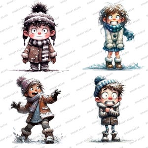 37 Winter Children Clipart PNG Bundle for Commercial Use Winter Season ...