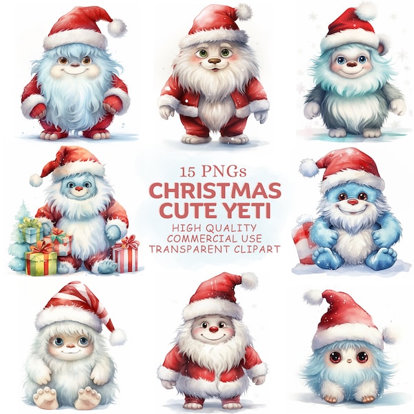 Kawaii Christmas Clip Art Yeti - Etsy