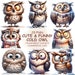 Funny and Cute Cold Owl Clipart PNG Bundle 28 Watercolor Winter Owl ...