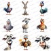 Cute and Funny Farm Animals Clipart PNG Bundle- 46 Watercolor Cow, Goat ...