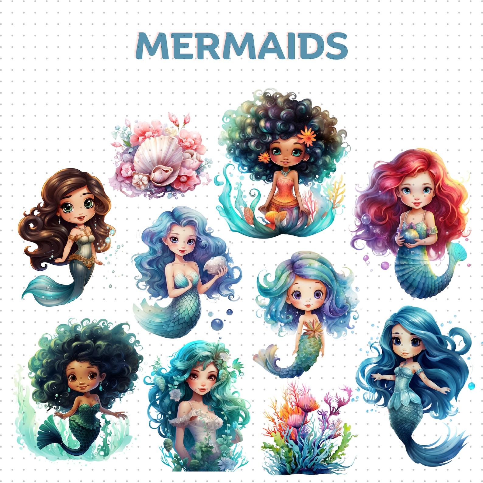 Cute Baby Mythical Creatures Clipart PNG Bundle Watercolor Fantasy ...