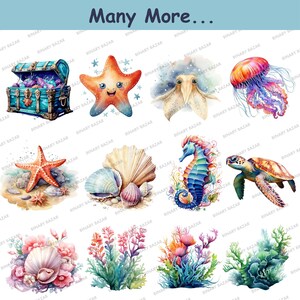 200+ Cute & Funny Sea Life World and Ocean Animals Clipart PNG Bundle ...