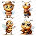 Funny and Cute Honey Bee Clipart JPGPNG Bundle 20 Watercolor Quirky Bee ...