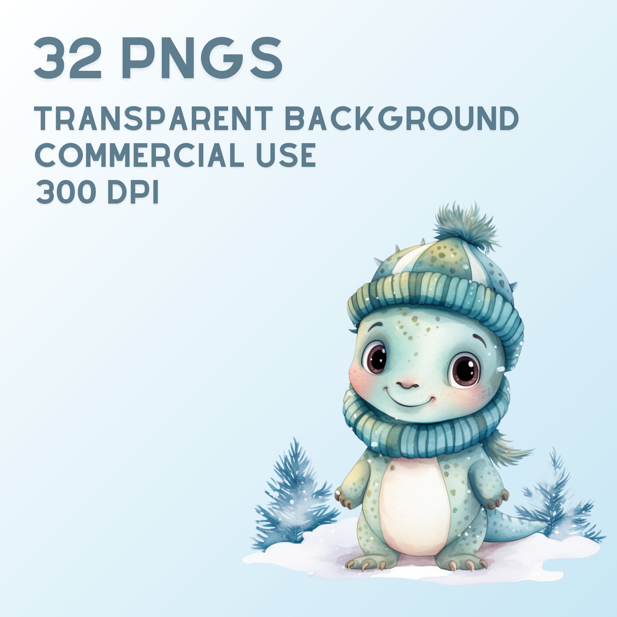 32 Cute Winter Fantasy Creatures Clipart PNG Watercolor Mythical ...