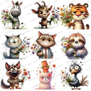 Cute Funny Spring Animals Clipart PNG – 50 Garden & Safari Animals ...