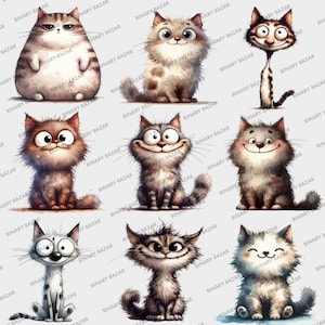 Watercolor Cat & Dog Clipart Bundle: 100+ Funny Animal Pngs (digital ...