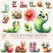 28 Whimsical Worm Clipart PNG Bundle: Watercolor Funny Spring Insects ...