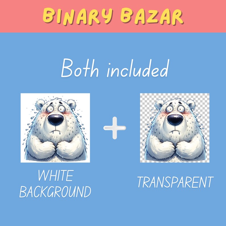 Funny Cold Polar Bear Clipart PNG: 32 Watercolor Winter Quirky Cartoon ...
