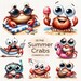 Crab Summer Vacation Clipart Bundle: 28 Watercolor Beach Pngs (digital ...