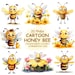 Funny and Cute Cartoon Honey Bee Clipart PNG Bundle 20 Watercolor Bee ...