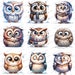 Funny and Cute Cold Owl Clipart PNG Bundle 28 Watercolor Winter Owl ...