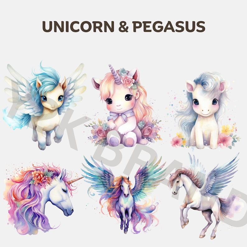 Cute Mythical Creatures Clipart PNG Fantasy Unicorn Dragons - Etsy ...