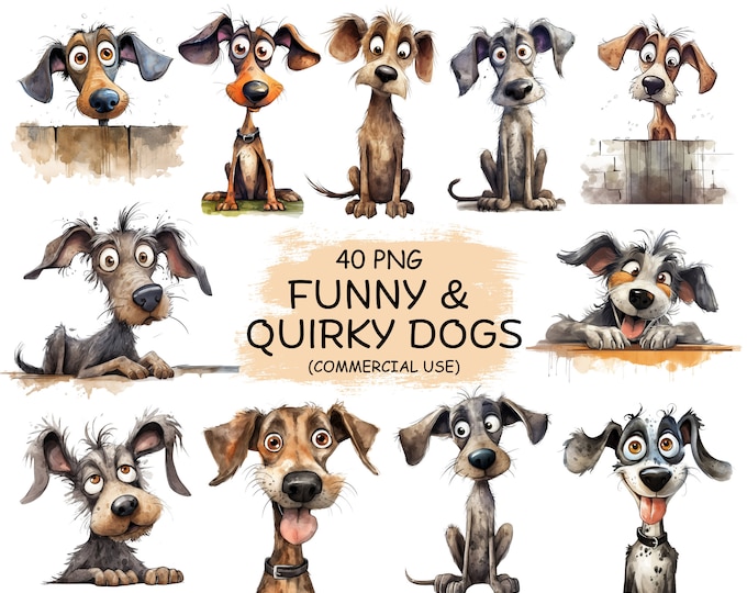 20 Dog Clipart, Funny Dog Clipart, High Quality Jpgs, Digital Download ...