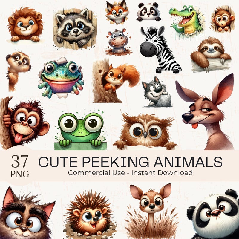 Circle Animal Clipart - Etsy UK