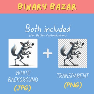 Funny Quirky Wolf Fox PNG + JPG Clipart Bundle - 23 Watercolor Cute Wild Animal Clip Art ...