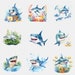 25 Cute Baby Shark PNG Clipart Bundle Watercolor Adorable Kawaii Sea ...
