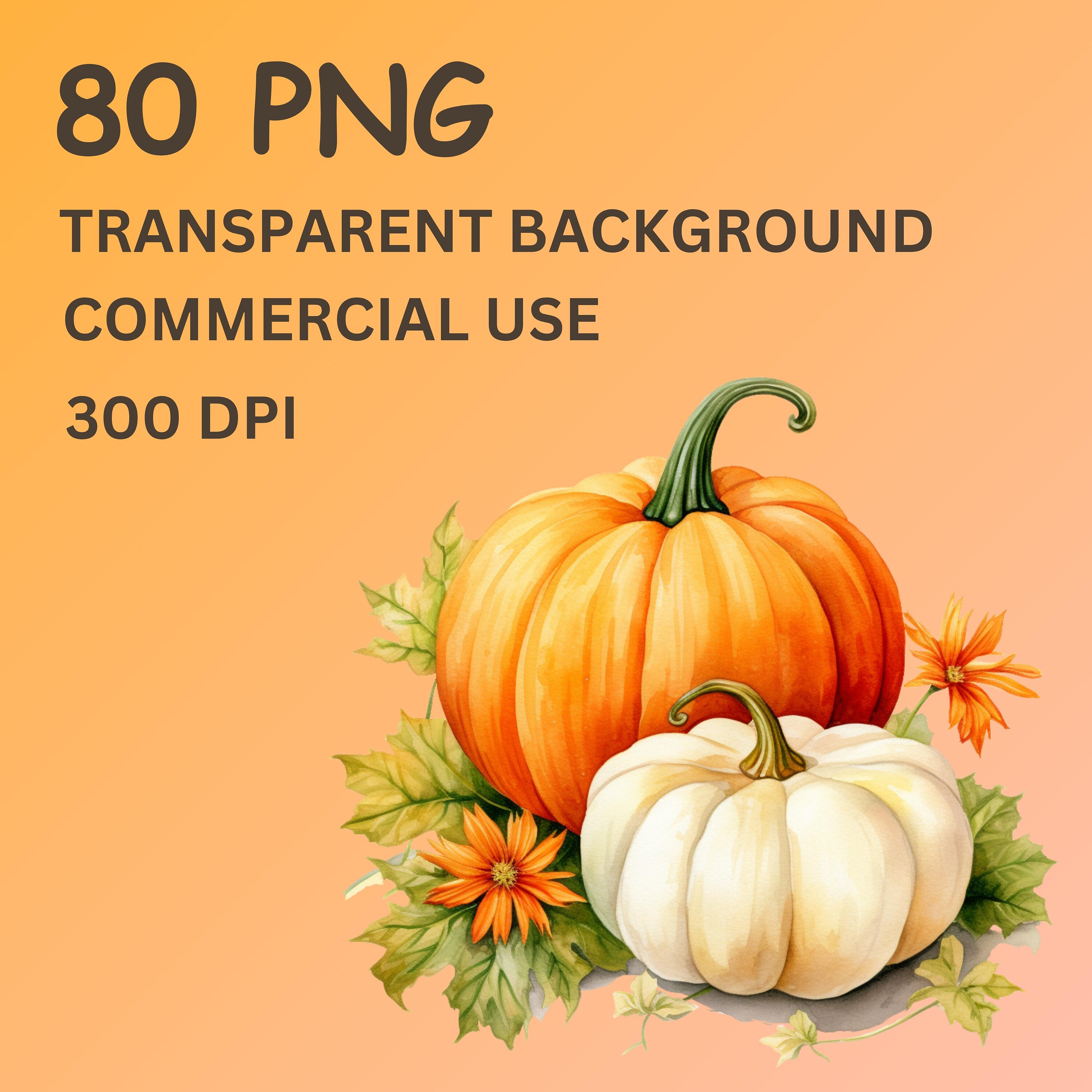 80 Fall Thanksgiving Clipart PNG Bundle Watercolor Cozy Autumn Pumpkin ...