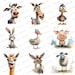 Funny Farm Animals Clipart Bundle: Watercolor PNG Images (instant ...