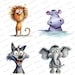 56 Funny & Cute Wild Animals Clipart PNG Bundle - Watercolor Safari ...