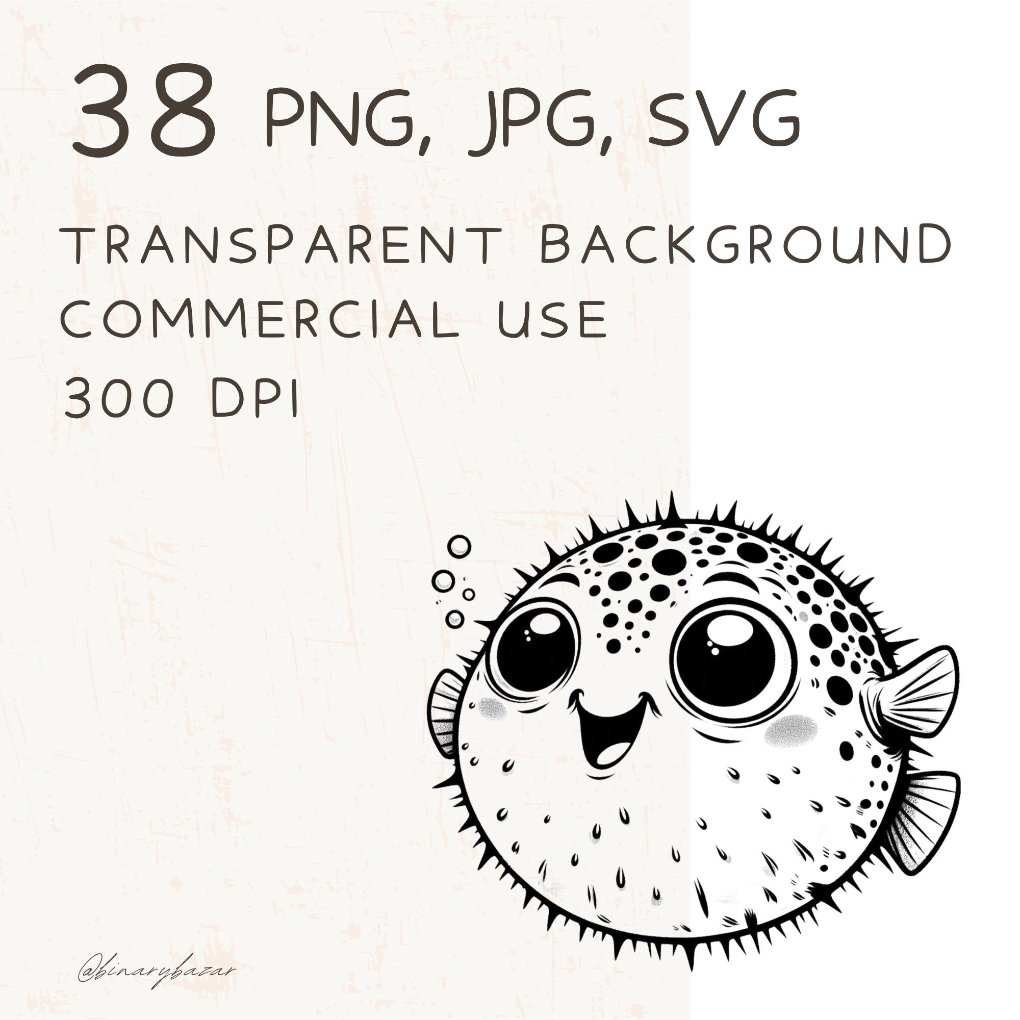 Line Art Sea Animals Clipart Bundle: Black & White Cartoon Ocean Life ...