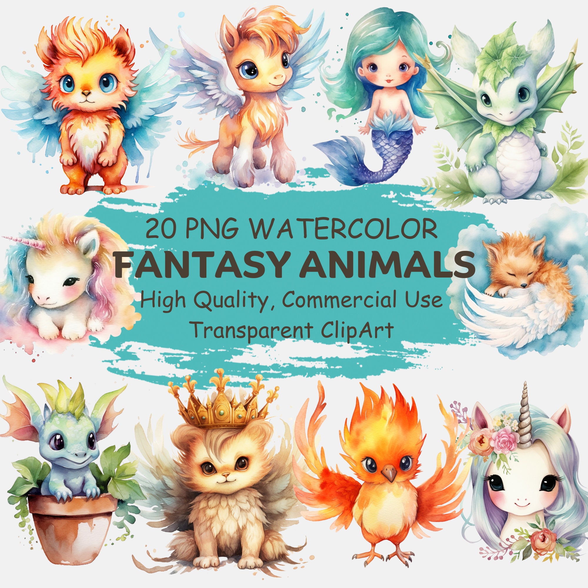 Cute Mythical Creatures Clipart Dinosaur PNG, Unicorn PNG, Dragon PNG ...