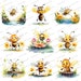 Funny and Cute Cartoon Honey Bee Clipart PNG Bundle 20 Watercolor Bee ...