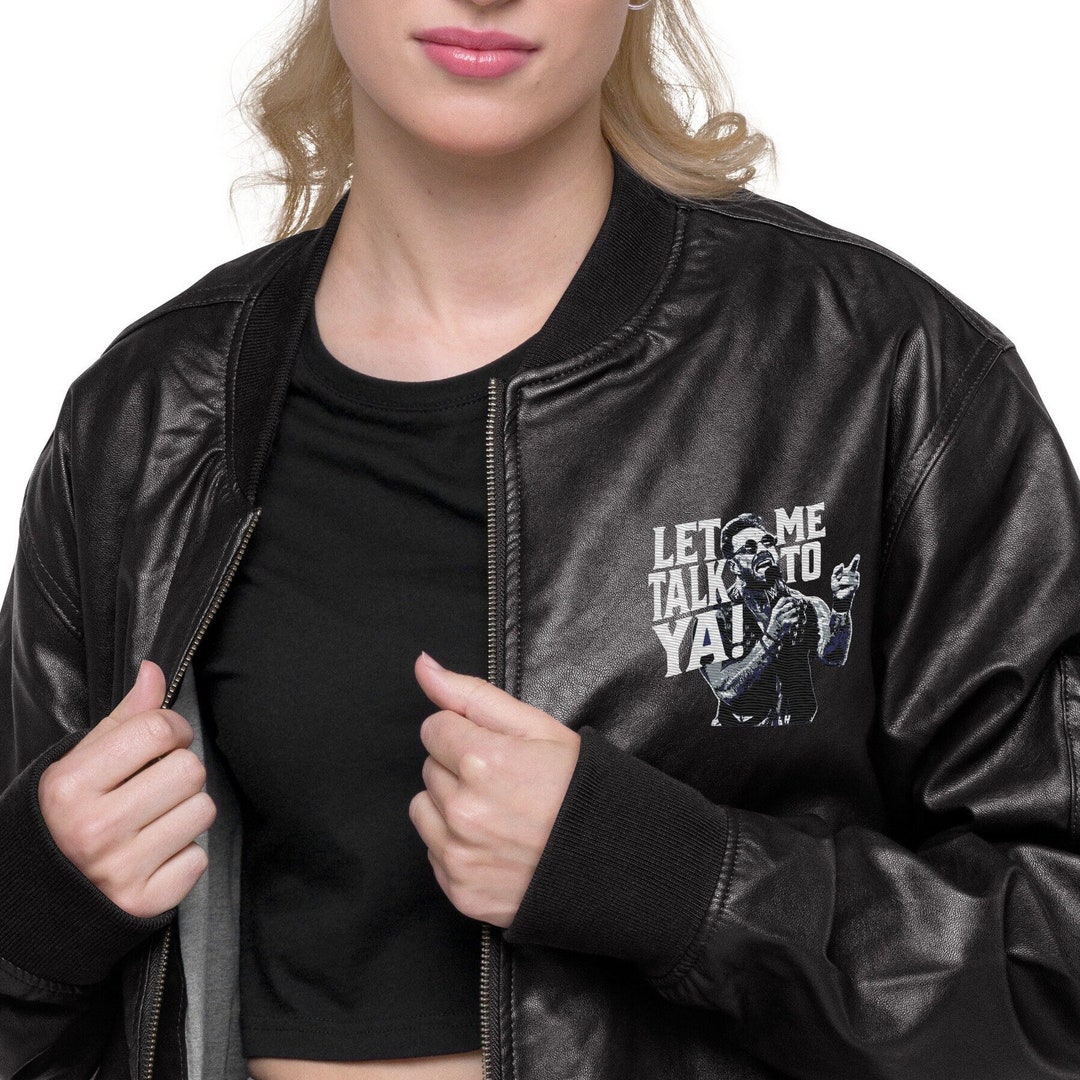 LA KNIGHT Jacket Let Me Talk to Ya La Knight Yeah Leather Bomber Jacket ...