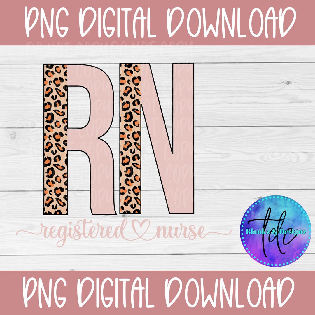 Nurse RN Leopard Png - Light Pink RN - Registered Nurse Sublimation Png ...