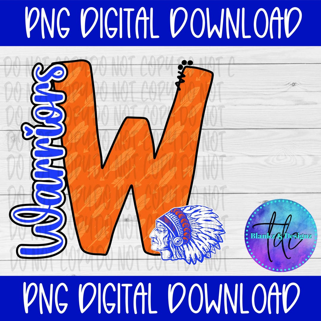 Whiteland Warriors PNG: Orange Blue T-shirt Digital Design (sublimation ...