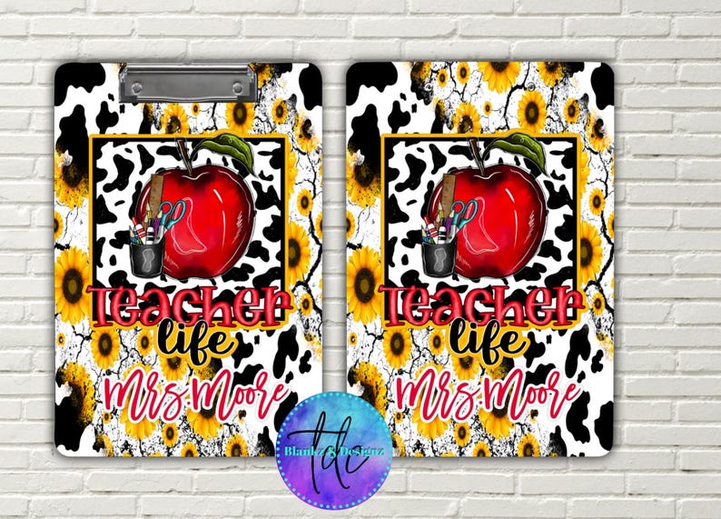 Cow Print Sunflower Teacher Clipboard Pencil Teacher Gift Notebook ...