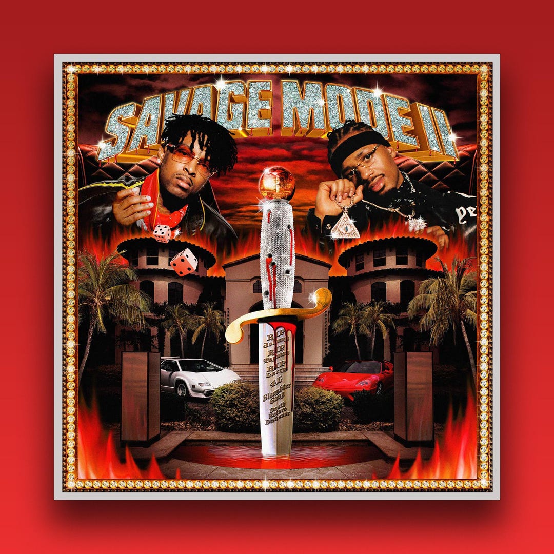 21 Savage Savage Mode 2 Poster - Digital Rap Album Wall Art - 30x30 Cm ...