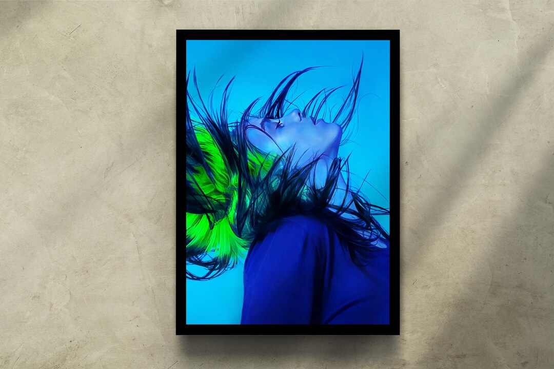 Billie Eilish Neon Blue Poster – Bold Music Art – Alternative Pop Wall ...